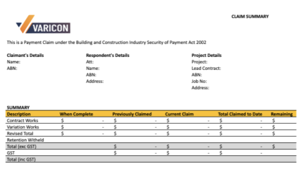 Free Construction Progress Claims Template | Downloadable File